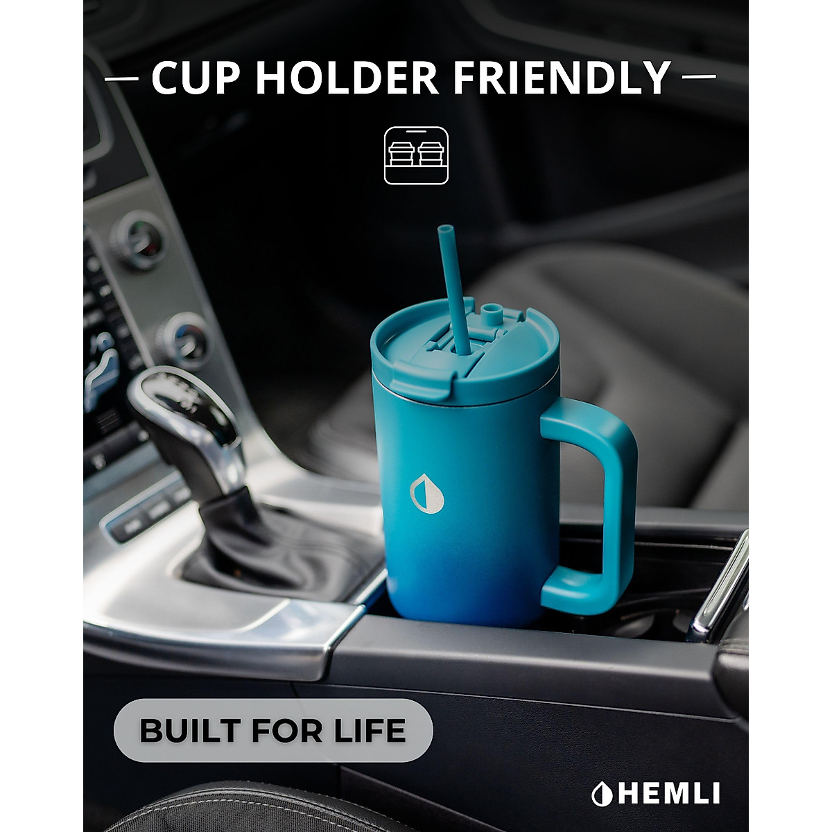 40 Oz Tumbler with Handle and Straw, Insulated Tumbler with Leakproof 2-in-1 Lid and Straw, Reusable and Portable Water and Coffee Stainless Steel Travel Mug, Vacuum Insulated (Iridescent)