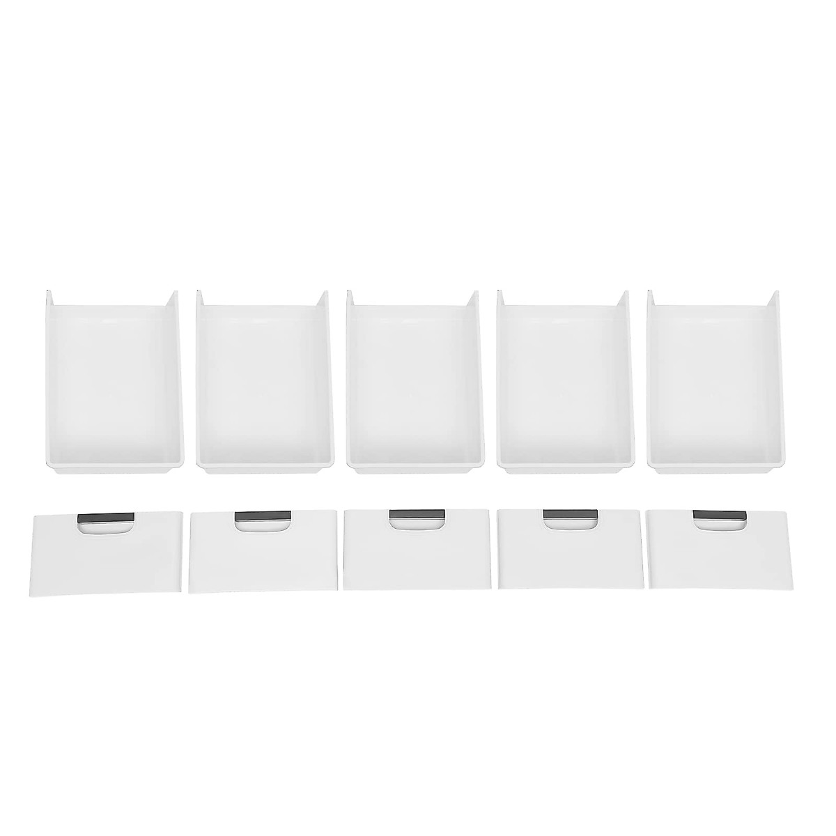 Plastic Storage Cabinet Stackable Storage Cart 5 Drawer Containers Storage Organizer Unit Mobile Stacking Bins [White 11.8"x15.7"x33.1"]