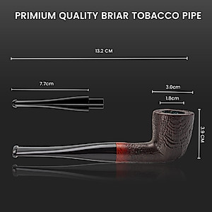 SPIPER smooth Briar Zulu Tobacco Straight pipe, 100% Quality Handmade pipe with smooth Acrylic Stem, Beginner Pipe，Great Gift for Father,friends (black)