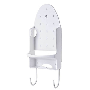 Iron Board Wall Mount, Wall Mount Ironing Boards, Iron Holder Wall Mounted Heat Resistant Widened Electric Iron Organizer with Hooks for Closet Hotel White