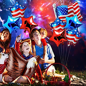 Zhanmai 12 Pcs Patriotic Balloons Eagle Balloon USA Red White and Blue Balloons Elections Party Decorations Large Eagle Foil Balloons Star American Flag Balloons for Veterans Day Birthday Party