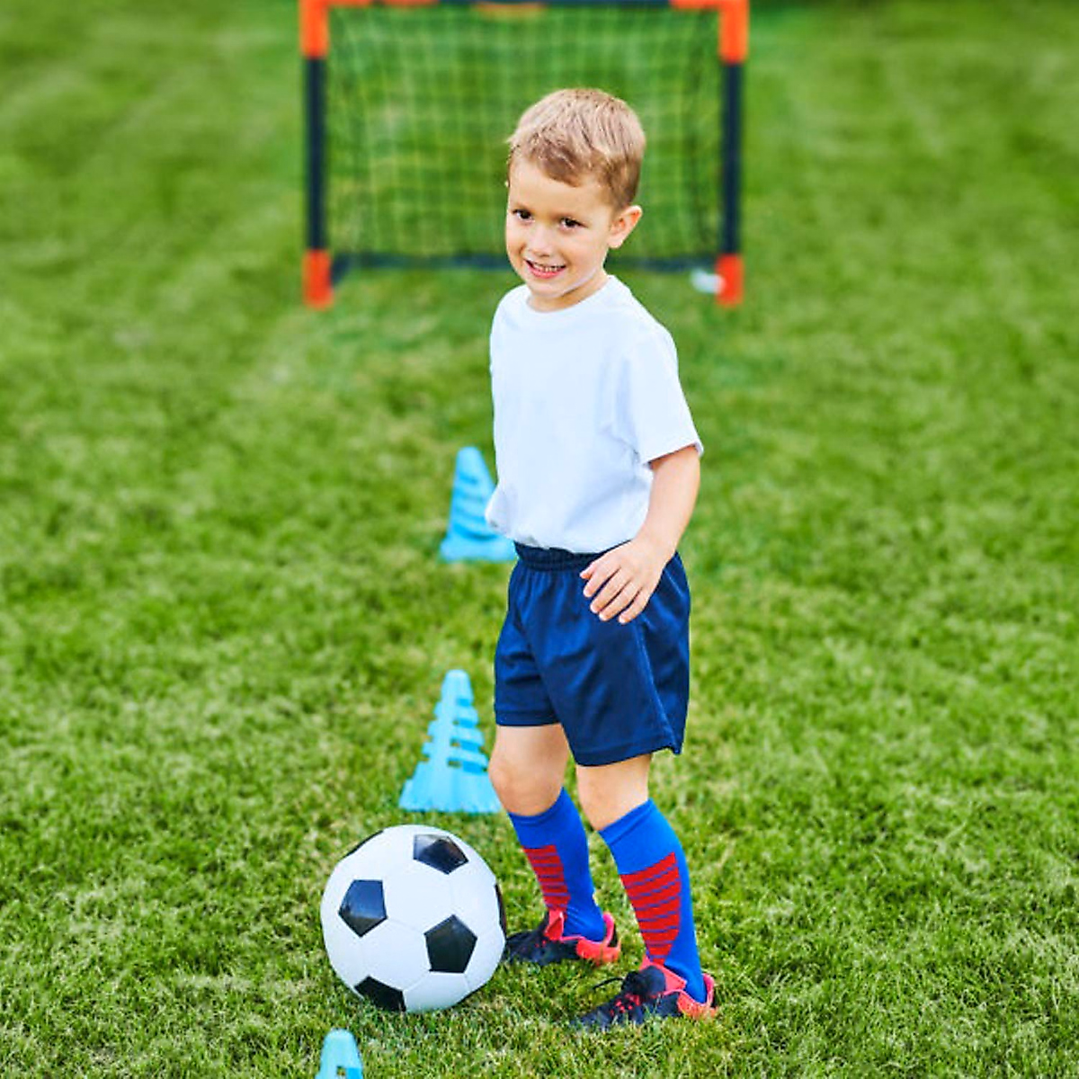 SPDTECH Soccer Ball Small Size 2 Classic White Black Thicker PU Tight Weaved Suitable for Kids Toddler Boy Trainning Practice or Gift for 0-2 Years 5.9 inch Diameter
