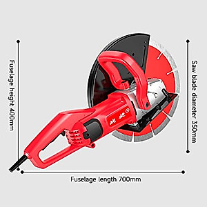 VICSEC 110V 6800W Electric Concrete Saw 14" Wet/Dry Circular Saw with 135 Saw Blade and Rolling Pulley Masonry Cutting Tool for Granite, Porcelain, Wood,Concrete, Stone, etc.