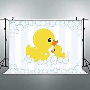 8x6ft Photography Background Cute Little Yellow Duck Theme Baby Shower Bubble Backdrop Ducky Party Event Decorations Banner Pictures Photo Booth Props W-1985