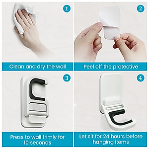 Broom Holder Wall Mount, 4 Pack Broom and Mop Organizer Wall Hanging Self Adhesive, No Drilling, Anti-Slip Broom and Mop Hanger Wall Mount Cleaning Ideal for Bathroom, Kitchen, Garden, Garage