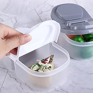 Kopida 2 Pcs Food Storage Containers with Lids, Plastic Double Compartment Fridge Storage Organizer Boxes, Food Container for Pantry Organization and Storage