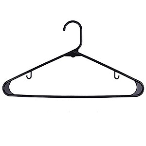 Tosnail 60 Pack Plastic Standard Clothes Hangers Tubular Adult Hangers with Strap Hook, Slime, Durable for Laundry or Closet Use - Black