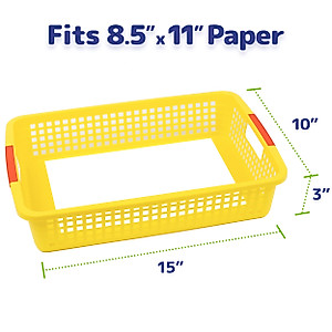 PREXTEX Classroom Storage Baskets for Papers, Crayons, Pencils, and Toy - Storage Plastic Baskets - Pack of 6