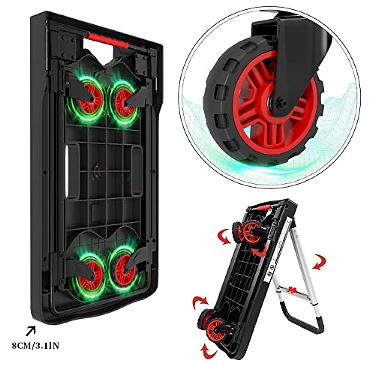 Push Cart Dolly by Myuilor, Moving Platform Hand Truck, Foldable for Easy Storage and 360 Degree Swivel Wheels with 330lb Weight Capacity