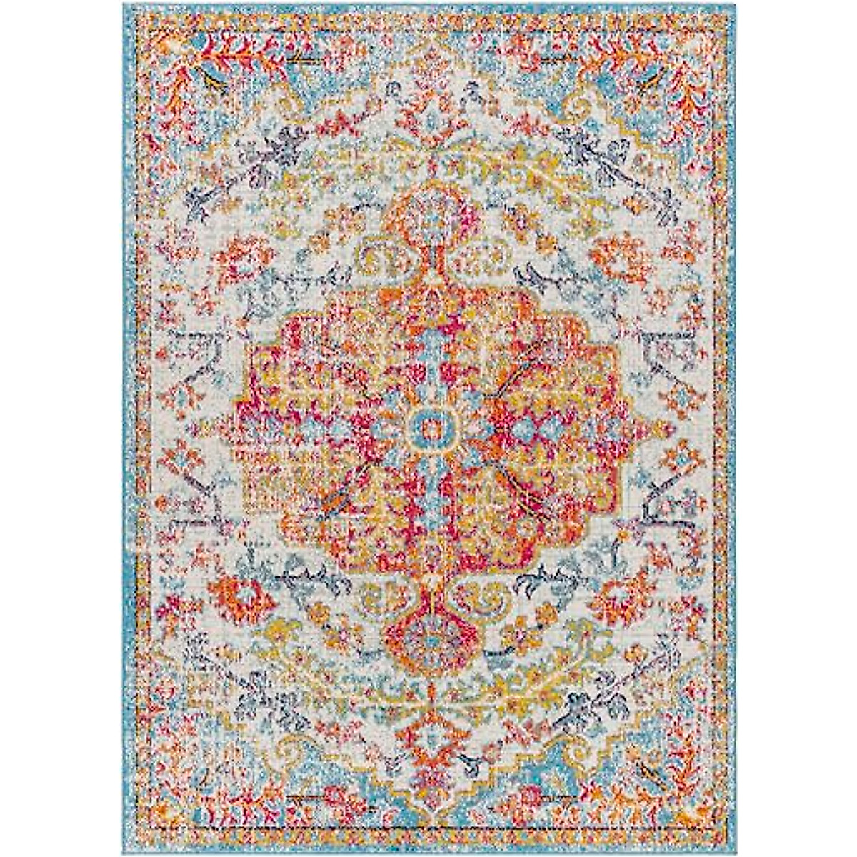 Livabliss Odelia Vintage Bohemian Area Rug,3'11" x 5'7",Orange/Aqua