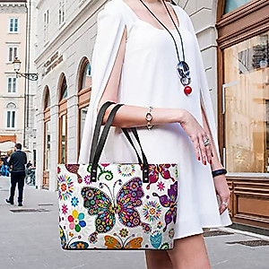 Womens Handbag Floral Butterfly Leather Tote Bag Top Handle Satchel Bags For Lady