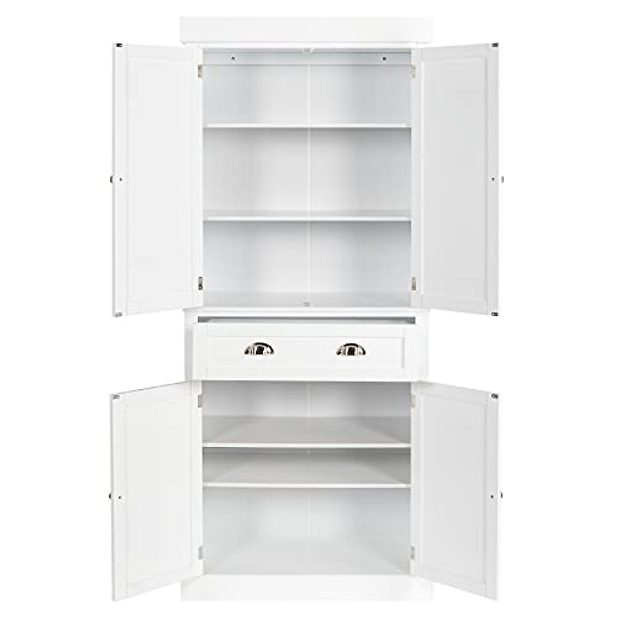 Cffuvros Freestanding Kitchen Storage Cabinets, with Double Doors 1 Central Drawer Adjustable, 72 Inch Pantry Cabinet Cupboard for Living Room Home Kitchen