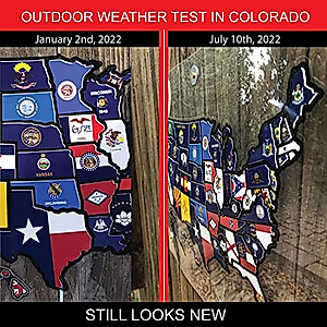 RV State Travel USA Map Vinyl Sticker - Camper Trailer Decals for Window with State Flag - Road Trip Map of America - Waterproof, UV Protection for Window, Door or Wall (Flags)