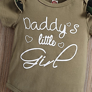 AMAWMW Daddys Little Girl Baby Clothes Ruffle Short Sleeve Romper Camo Bloomers Headband Newborn Infant Baby Girl Summer Outfit (Green, 0-6 Months)
