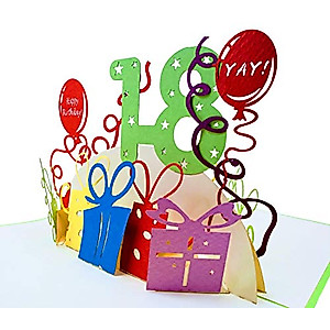 iGifts And Cards Happy 18th Birthday 3D Pop Up Greeting Card - Eighteen, Awesome, Cute, Unique, Special Occasion, Fun, Best Friend, Cool, Congratulations, Super Presents
