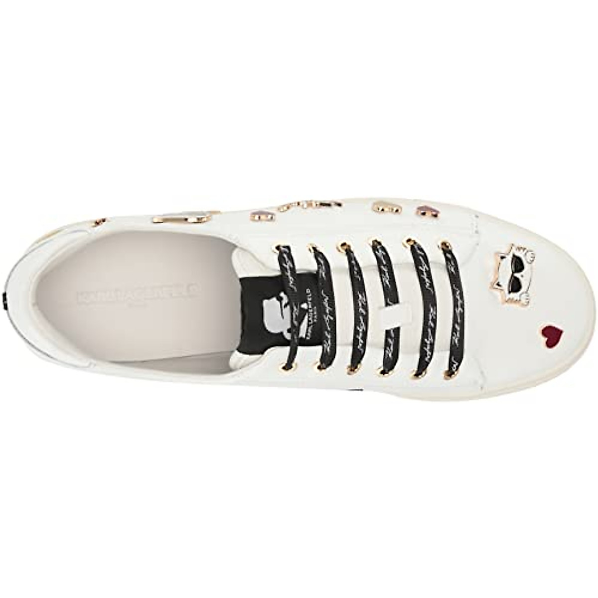 Karl Lagerfeld Paris Cate Shoes – Sneakers for Women with Iconic KLP Pins, Bright White, 11