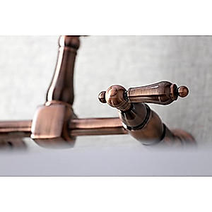 Kingston Brass KS124ALAC Heritage Bridge Kitchen Faucet, Antique Copper