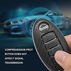 SK CUSTOM Smart Key Fob Case 3D Carbon Fiber ABS Plastic Emboss Cover for Infiniti JX35 Q50 Q60 QX56 QX60 QX80 for Nissan Altima Armada Maxima Murano Pathfinder Rogue 5 Button Keyless Entry Remote