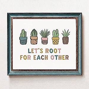 Let's Root For Each Other, Kids Bedroom Wall Art Decor, Children's Inspiration Quote, Plant Decor, Playroom Decor, Be Kind, Child Art, Boho Classroom Decor, Unframed (8X10 INCH)