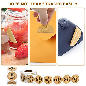 ASTER 500 Pieces Dog Paw Print Thank You Stickers, 1.5 Inch Kraft Thank You Labels Stickers for Baking, Envelope Seals, Small Business, Greeting Cards, Present for Sealing and Decoration