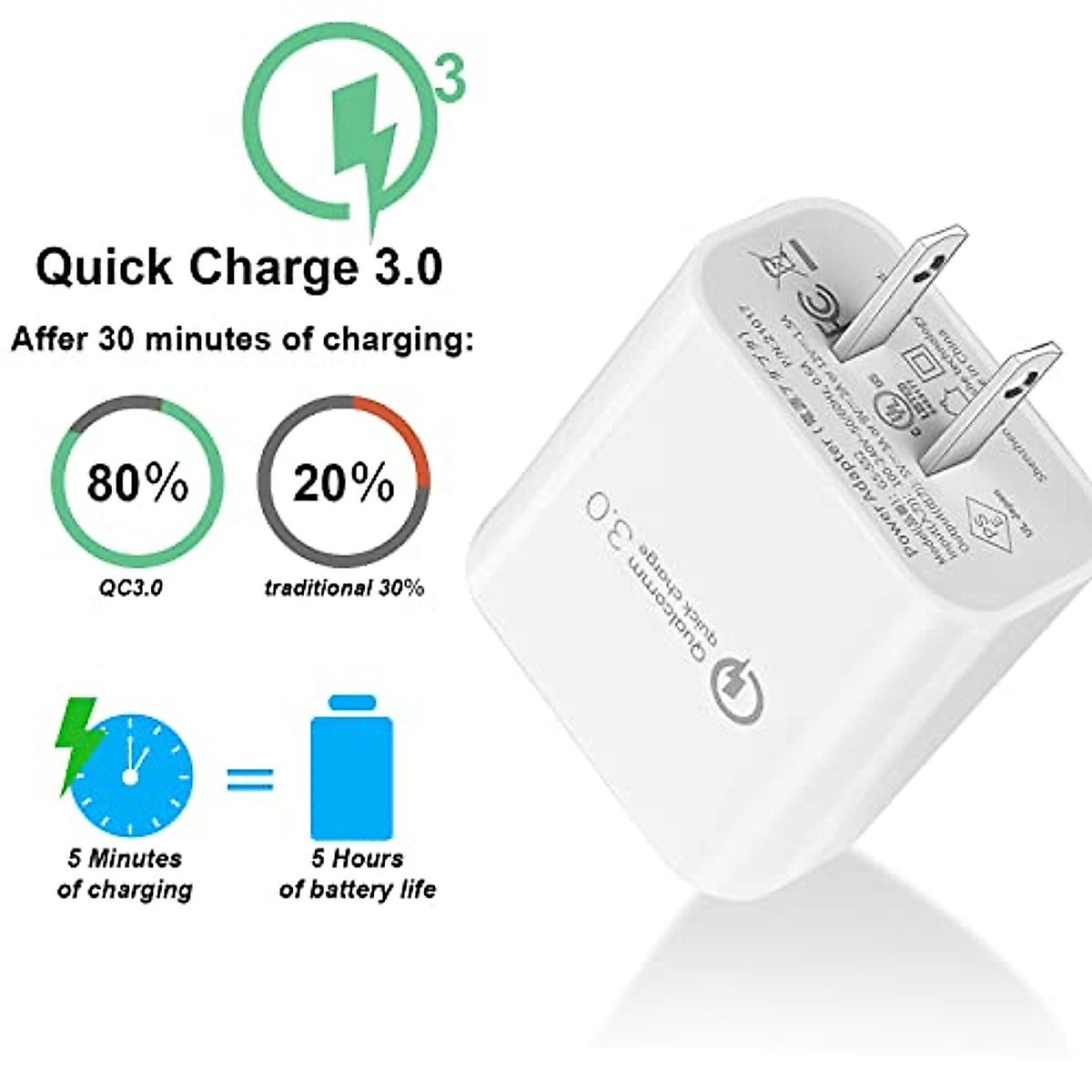 TPLTECH Quick Charge 3.0 Charger for LG Stylo 6 5 4, LG G7 G8 G8X ThinQ, LG V60 ThinQ 5G UW, LG V30 V20, LG Velvet 5G Fast Charger, LG V35 V40 V50 ThinQ, K51 K92 5G Wall Charger Type-C Charging Cable