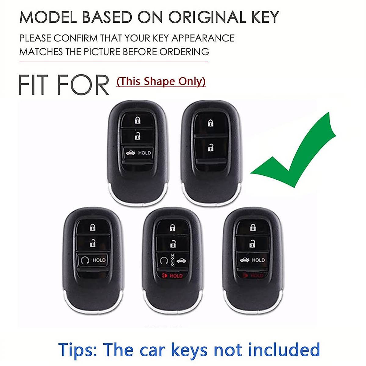 SANRILY Carbon Fiber Pattern Black Smart Key Fob Cover Case Fit for Honda Accord 2022 2023 Civic HR-V CR-V Pilot Sport SI EX EX-L Touring Keyless with Keychain