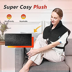 Comfier Large Heating Pad for Neck and Shoulder,Calming Heated Back Wrap with 6 Heating Level,Heating Pad for Back Pain Relief,Wearable Full Body Heating Pad with 10 Timing Setting,Gifts for Men&Women