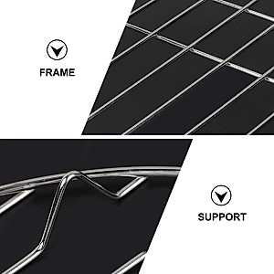 Cabilock Barbecue Wire Rack Stainless Steel Cooling Rack Round Bake Mesh Grid Grate Pizza Baking Rack for Outdoor Camping Hiking Silver 28cm (Without Black Baking Tray)