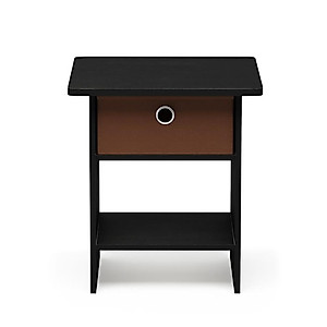 Furinno Dario End Table / Side Table / Night Stand / Bedside Table with Bin Drawer, 1-Pack, Americano/Medium Brown