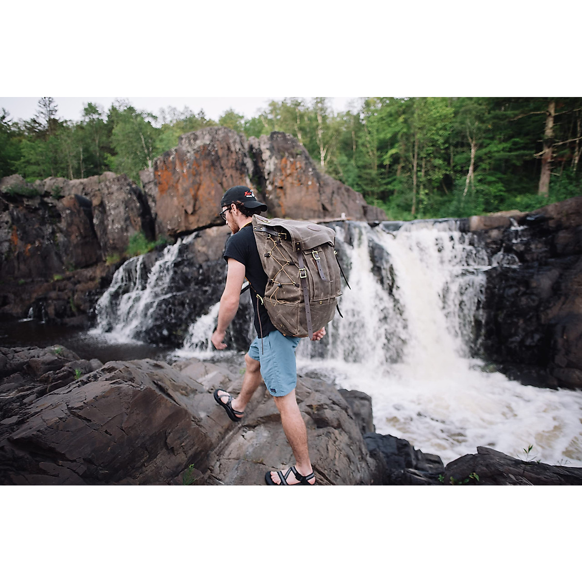 Frost River Isle Royale Bushcraft Backpack - Durable Waxed Canvas Outdoor Hiking Pack, 45 Liter, Field Tan