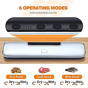 Vacuum Sealer Machine,Food Sealer for Food Saver- Automatic Air Sealing System for Food Storage,Design with Dry and Moist Food Modes ,12.6 Inch with 15Pcs Seal Bags Starter Kit