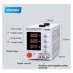 DC Power Supply, Switching DC Power Supply Laboratory Adjustable 30v 10A LCD Screen Bench Power Source Regulator 4-Digit Digital Display,Electroplating DIY(SS-1502)
