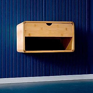 Comfify Modern Floating Nightstand with Drawer – Small, Compact, Minimalist Bamboo Wall-Mount Bedside Shelf, – Midcentury Design, Easy Installation, Clear Instructions - Warm Bamboo Finish