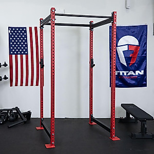 Titan Fitness T-3 Series Red Short Power Rack, 24in Depth, 1,100 LB Capacity Cage for Weightlifting and Strength Training