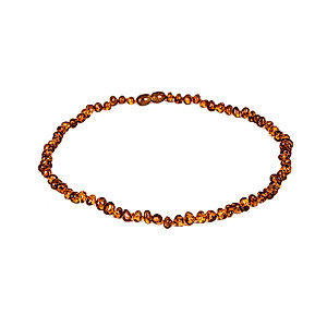 AMBERAGE Natural Baltic Amber Necklaces for Women - Hand Made from Polished/Certified Baltic Amber Baroque Beads/Quality Guaranteed (3 colors) (45cm- 17.72INCH) (COGNAC)