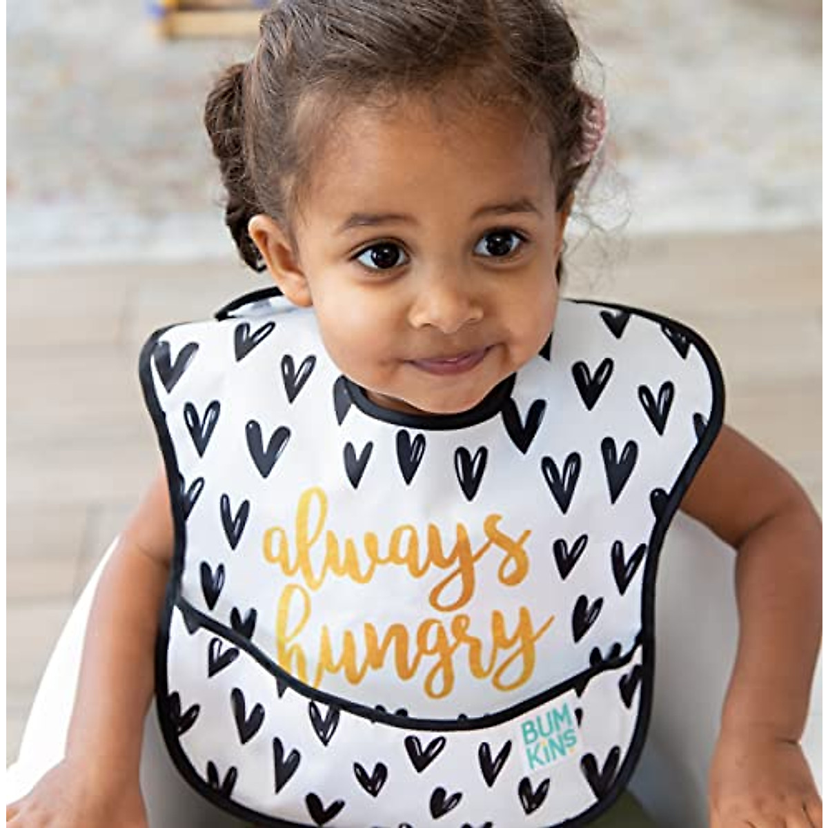 Bumkins Bibs, Baby Bibs for Girl or Boy, SuperBib Baby and Toddler Bib for 6-24 Months, Baby Bib for Eating, Feeding Bib, Waterproof Lightweight Fabric – Always Hungry