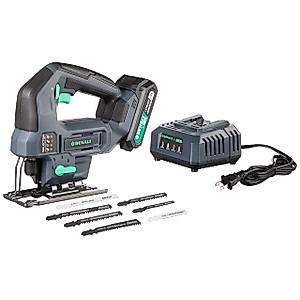 Amazon Brand - Denali by SKIL 20V Cordless Jig Saw Kit with 2.0Ah Lithium Battery and 2.4A Charger, Blue
