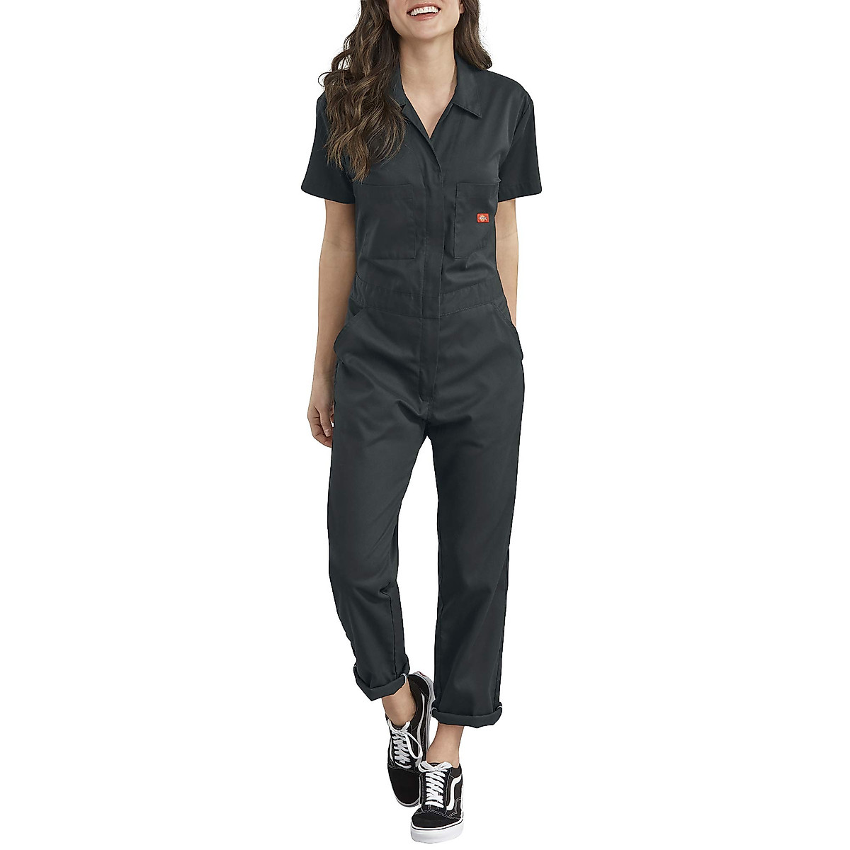 Dickies womens Short Sleeve Flex Work Utility Coveralls, Black, X-Small US