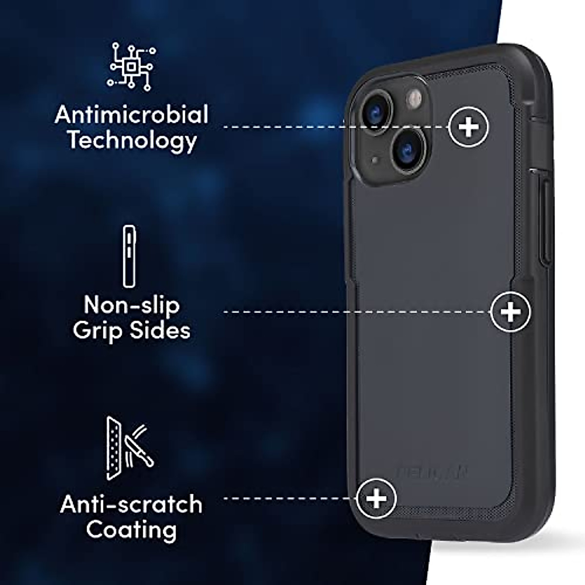 Pelican Voyager Series - iPhone 13 Case [Compatible with MagSafe] [Anti-Scratch] Magnetic Phone Case with Belt Clip Holster Kickstand [18FT MIL-Grade Drop Protection] Heavy Duty Rugged Cover - Black