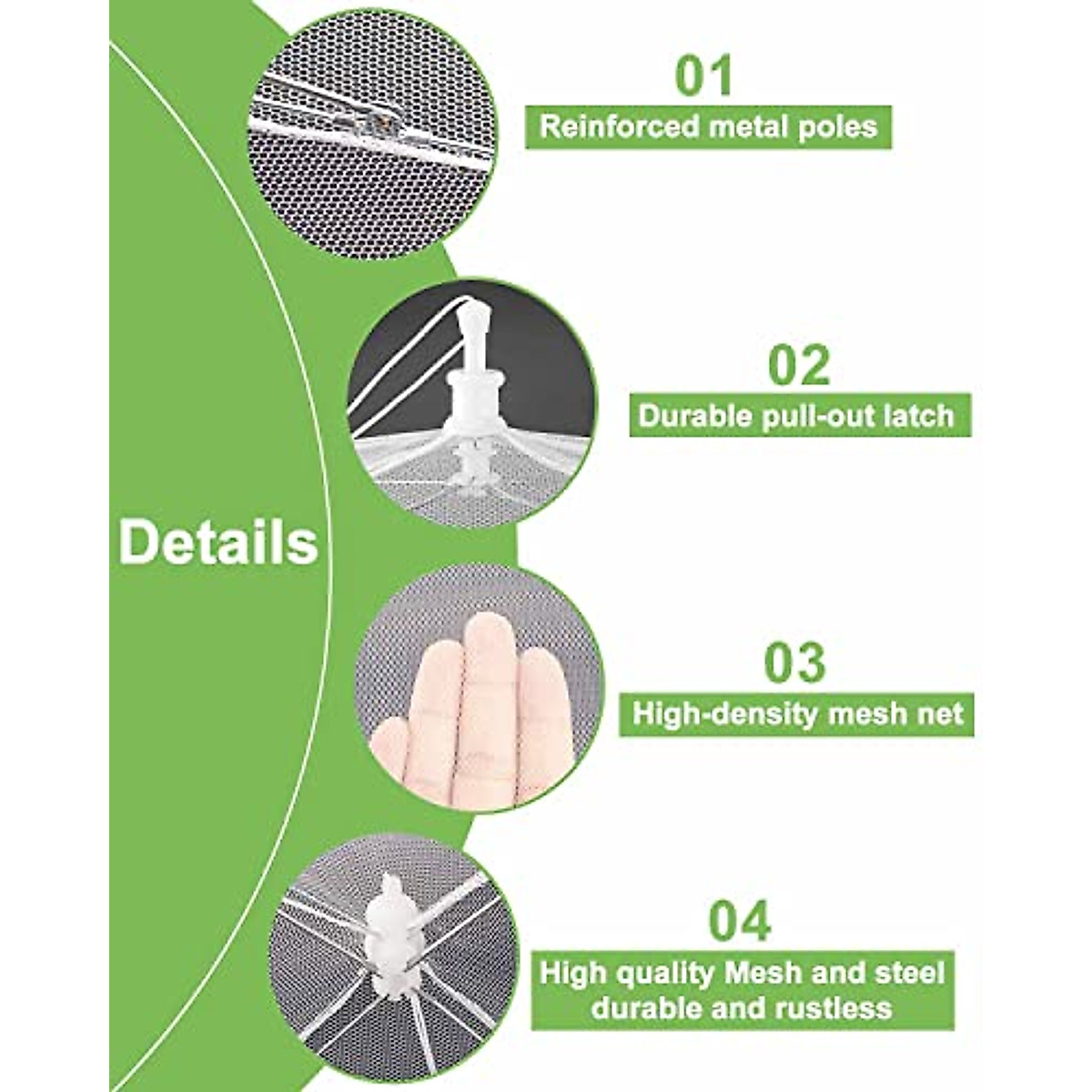 Lauon Large Food Cover,6 Pack Mesh Food Tent,17"x17",White Nylon Covers,Pop-Up Umbrella Screen Tents,Patio Net for Outdoor Camping, Picnics, Parties,BBQ,Collapsible and Reusable