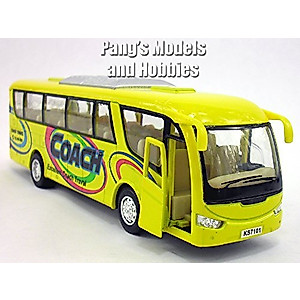 Coach Bus Diecast Metal Scale Model - SET of 4 BUSES, Red, Blue, White and Yellow