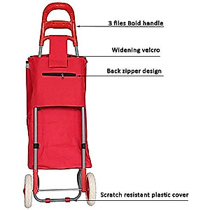 Shopping Trolley on Wheels Multi Function Shopping Cart Fashion Folding Grocery Portable Trolley Thick Aluminum Frame Waterproof Cloth Storage Hand Trucks,Black,36 * 28 * 100Cm