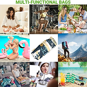 visesunny Octopus Fish Stripe 2Pcs Wet Bag with Zippered Pockets Washable Reusable Roomy for Travel,Beach,Pool,Daycare,Stroller,Diapers,Dirty Gym Clothes, Wet Swimsuits, Toiletries