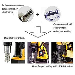 Annular Cutter Set 13 pcs JESTUOUS 3/4 Inch Weldon Shank 2 Cutting Depth and Cutting Diameter from 7/16 to 1-1/16 for Drill Press HSS Standard Kit Two Flat with 2 Pilot Pins