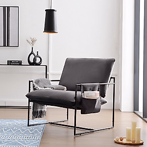 jonpony Sling Accent Chair for Living Room Bedroom Reading Office Modern Design Metal Frame Armchair with Comfy Soft Memory Foam Double Sided Use Pillow Removable Storage Bag Cozy Lounge Chair