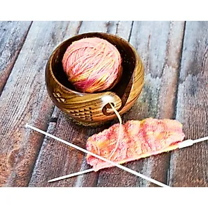 Ajuny Wooden Crafted large Yarn Ball Storage Bowl with Elegant Design Spiral Yarn Dispenser | Carved Holes | Knitting Crochet Accessories - Gift for ladies