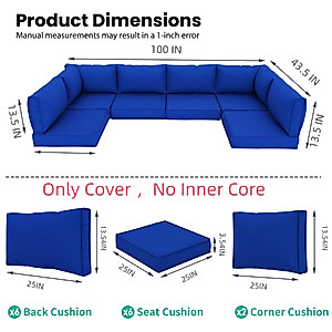 PROHIKER Patio Cushion Cover Replacement 14 Pack Outdoor Sofa Cushion and Pillow Covers Only with Zipper for 7-Piece Outdoor Patio Furniture Conversation Set (Navy Blue)