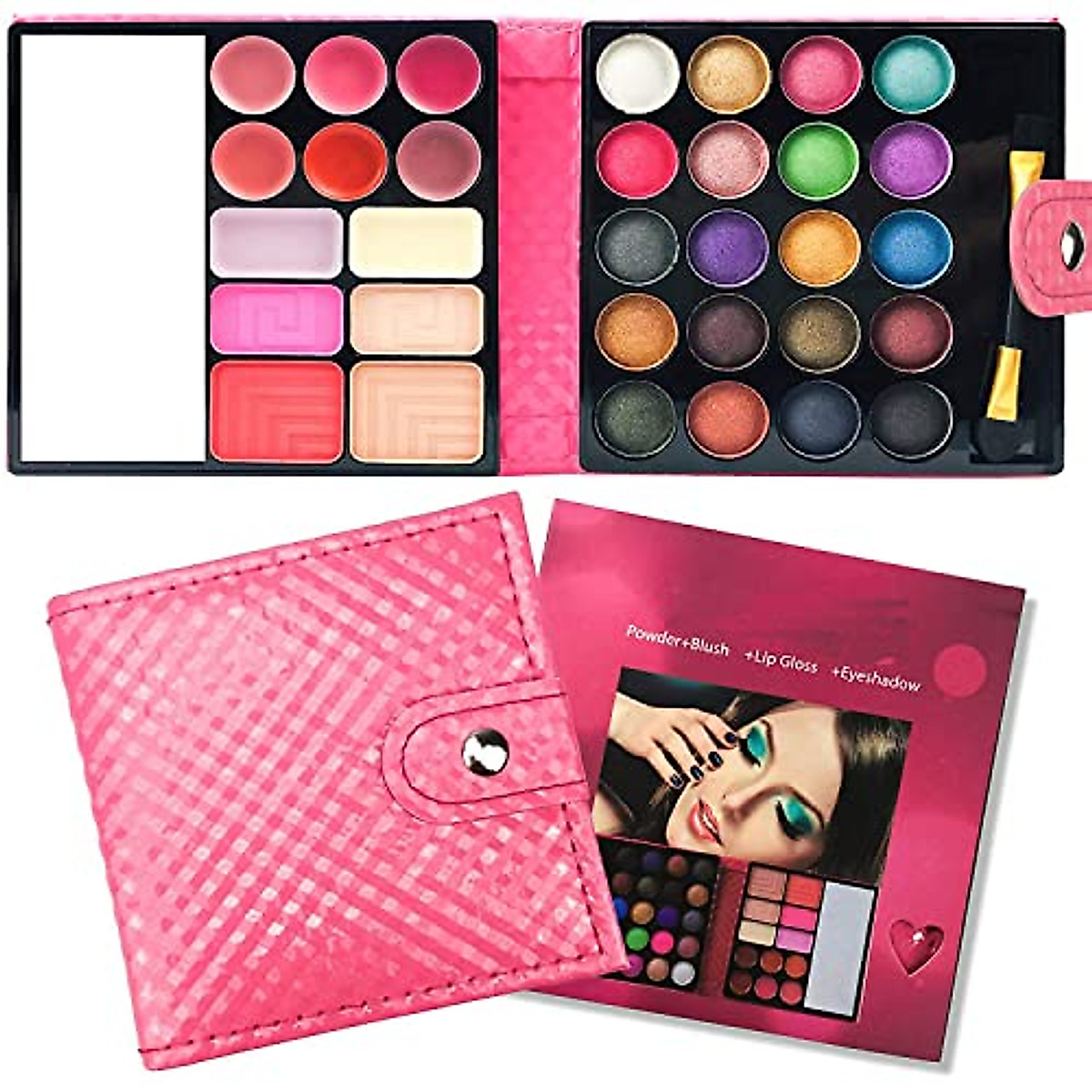 All in One Makeup Kit,Beauty Book Makeup Set With Eyeshadow Palette Lip Glosses Blushers Powder Concealer Mirror Brush,Professional Makeup Kit Set Gift for Women Girls,Beginners,Teens,32 Colors(Rosy)