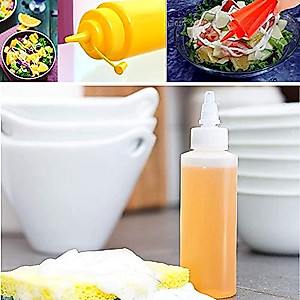 24 Pack 6oz Plastic Squeeze Bottles with Red Tip Caps and Measurement, Leak Proof Refillable Plastic Squeeze Condiment Bottles Container for BBQ, Ketchup, Sauces, Dressing, Syrup, Arts, Crafts, Glue