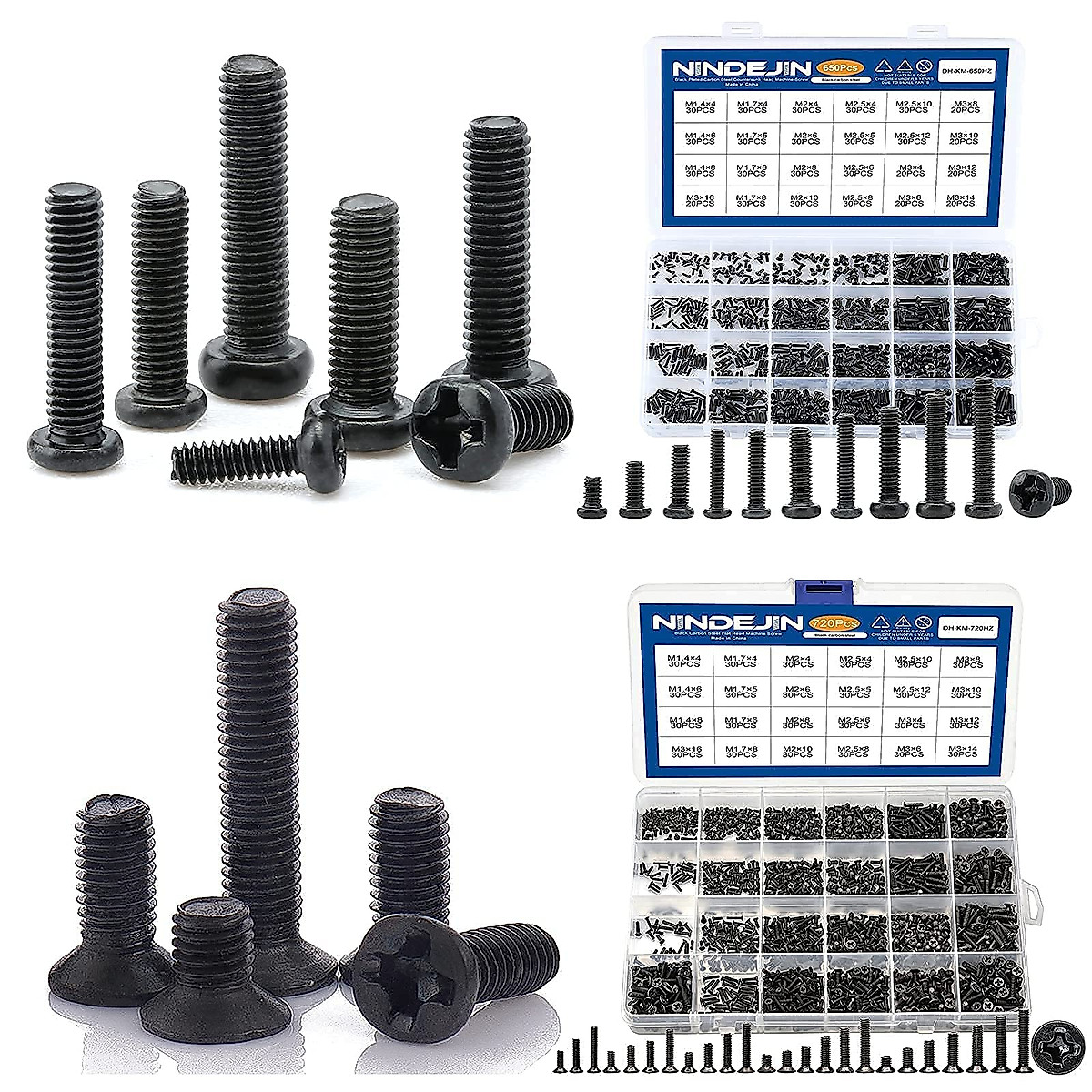 NINDEJIN Computer Laptop Notebook Screws Kit Phillips Flat + Round Pan Head Miniature Screws Set for Toshiba Gateway Samsung HP IBM Dell Sony Acer Asus SSD Hard Disk SATA